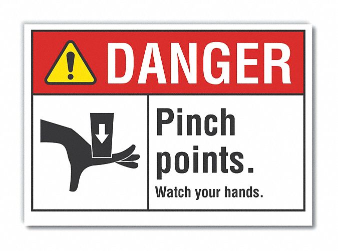 Polyester, Adhesive Sign Mounting, Pinch Point Danger Label - 62TW13 ...