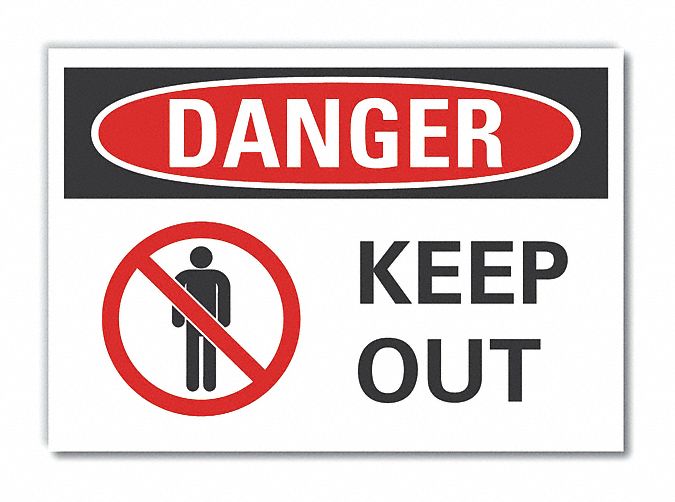 Danger Sign, Keep Out, Header Danger, Rectangle, 10 in Height, 14 in ...