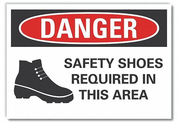 LYLE Foot Danger Label, Sign Format ANSI/OSHA Format, Safety Shoes ...