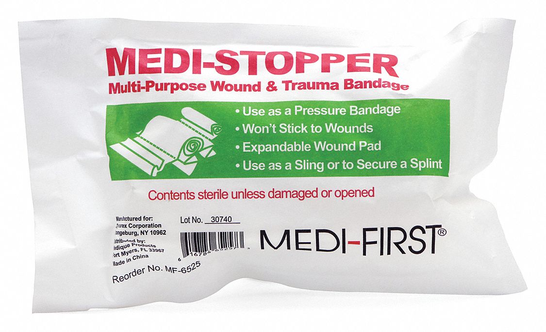 MEDI-FIRST, Blood Stopper Compress,5'x9' - 62UM58|64101 - Grainger