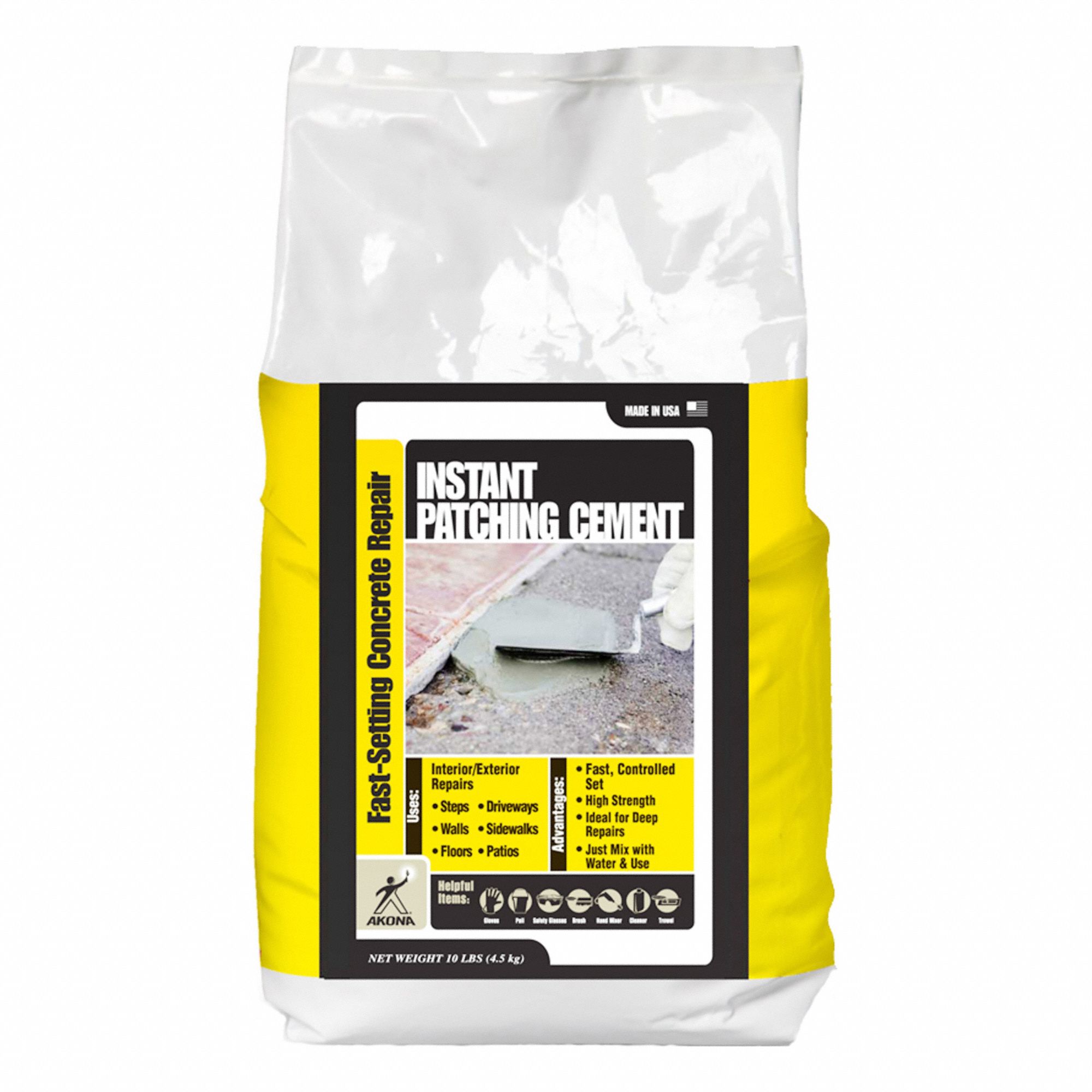 AKONA, 10 lb Container Size, Bag, Instant Patching Cement - 62WR23|102632 - Grainger