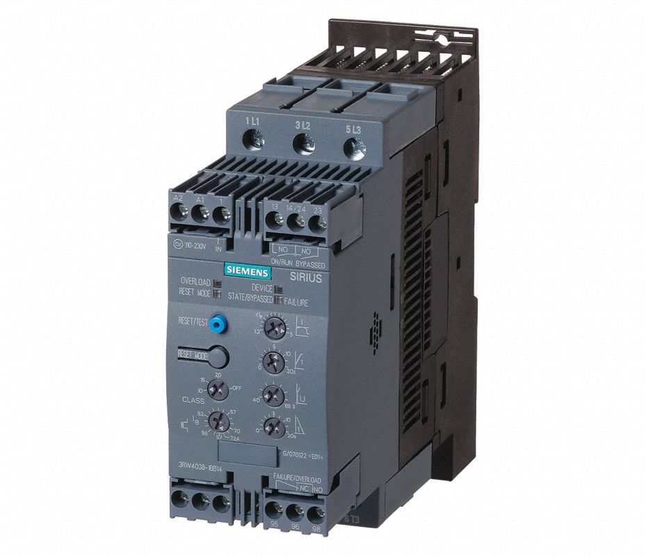 SIEMENS Arrancador Suave,62A,3 Fases,200-480VCA - Arrancadores Suaves - 62WR67 | 3RW40381BB14 ...