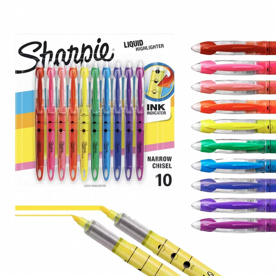 SHARPIE, Assorted, Chisel, Highlighter Set - 1TNF2|24415PP - Grainger