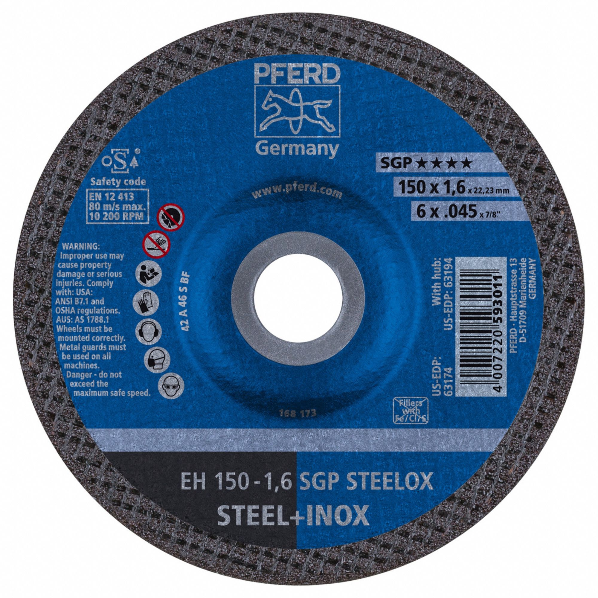 PFERD, Depressed Center Cutting Disc - 163K20|63174 - Grainger