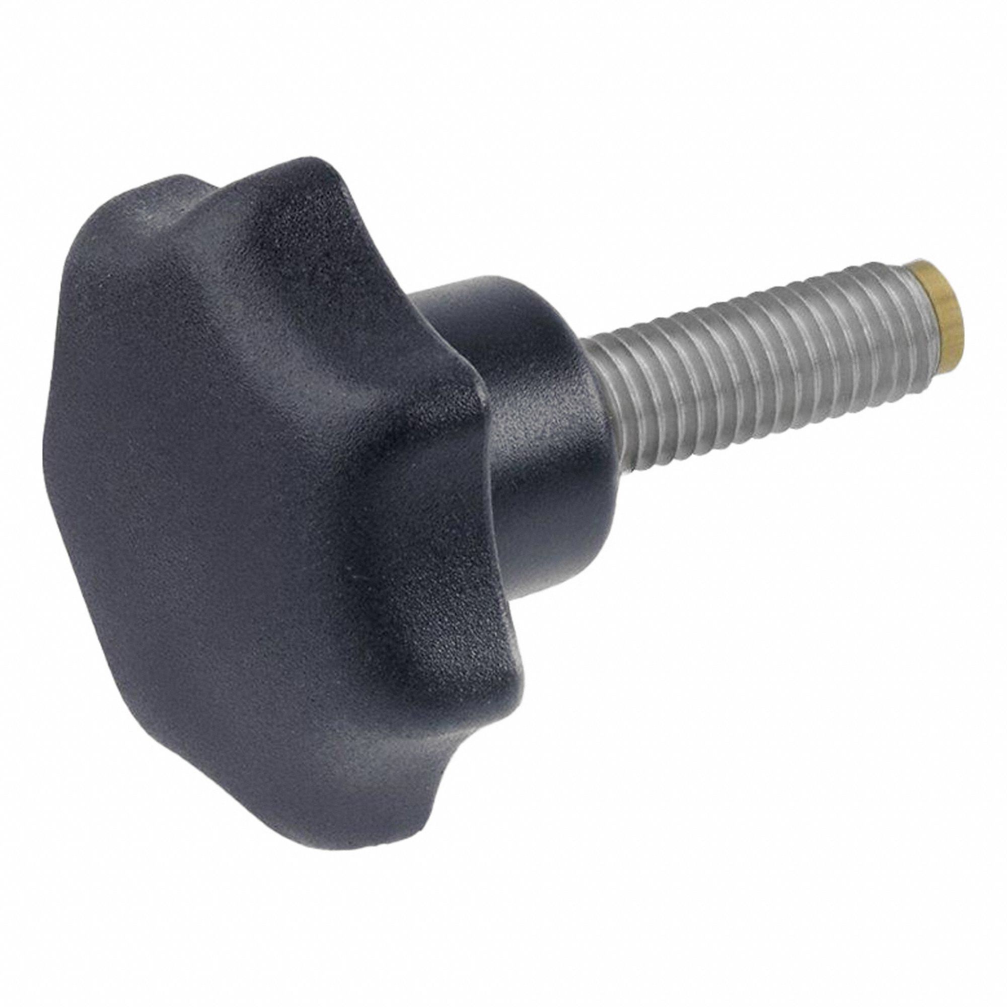 JW WINCO, 7 Point, Plastic w/ SS Thread, Plastic Hand Knob w/ Stainless Steel Stud w/ Brass Tip ...