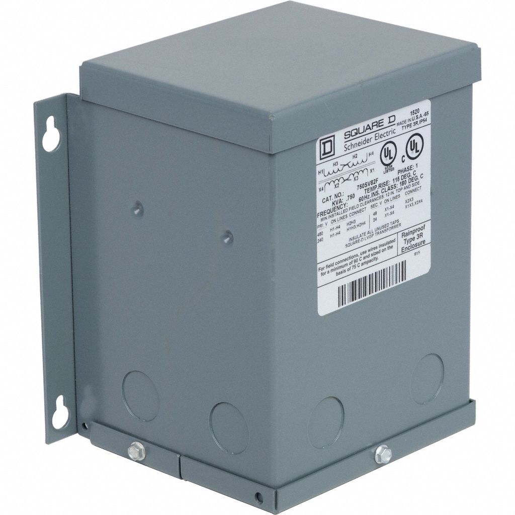 SQUARE D, 750 VA Power Rating, 240 x 480V AC, Buck Boost Transformer ...