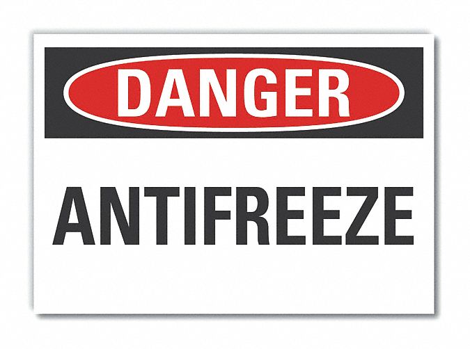 Polyester, Adhesive Sign Mounting, Antifreeze Danger Label - 63JU09 ...