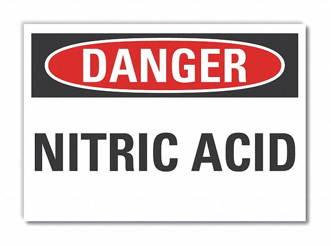 Polyester, Adhesive Sign Mounting, Nitric Acid Danger Label - 63JV29 ...