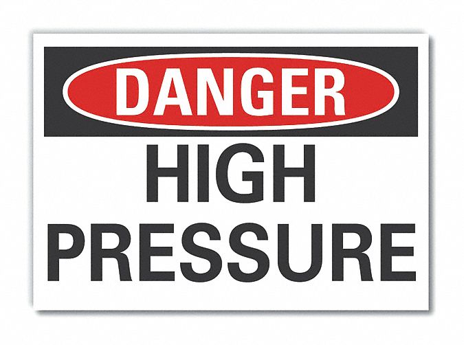 Polyester, Adhesive Sign Mounting, High Pressure Danger Label - 63JX11 ...