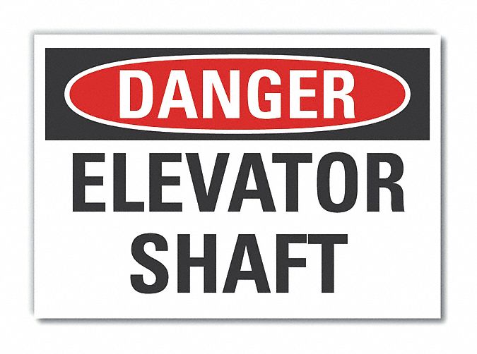 Polyester, Adhesive Sign Mounting, Elevator Hazard Danger Label ...