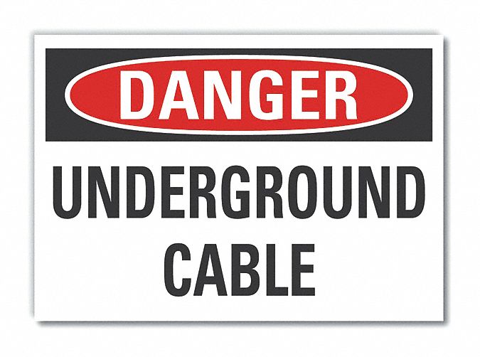 Polyester, Adhesive Sign Mounting, Underground Cable Danger Label ...