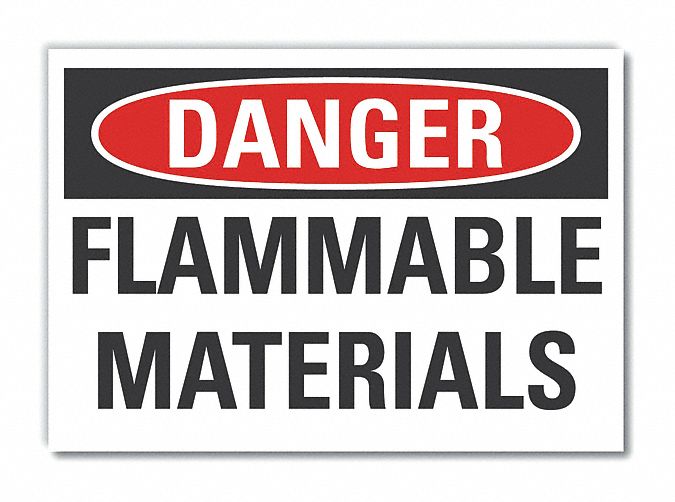 Polyester, Adhesive Sign Mounting, Flammable Material Danger Label ...