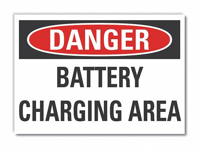 Polyester, Adhesive Sign Mounting, Battery Charging Danger Label ...