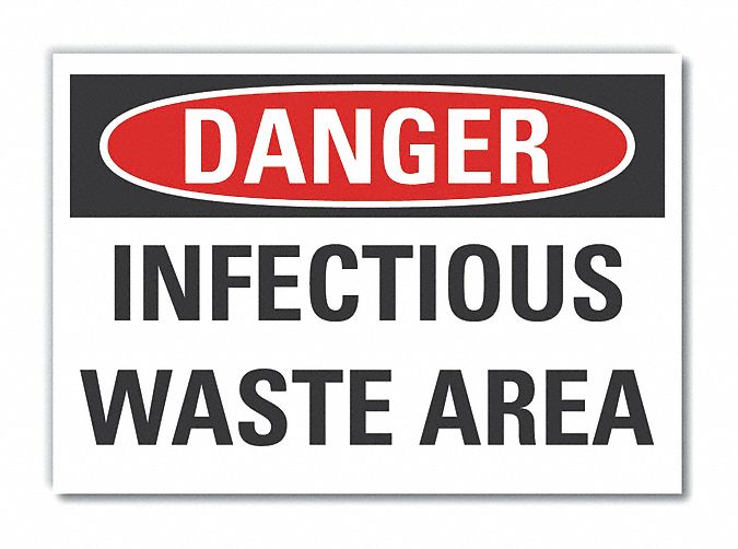 Polyester, Adhesive Sign Mounting, Infectious Waste Danger Label ...