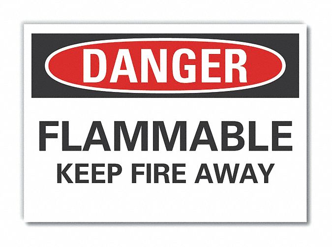 Polyester, Adhesive Sign Mounting, Flammable Material Danger Label ...