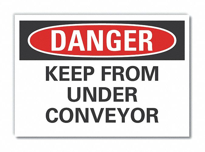 Polyester, Adhesive Sign Mounting, Conveyor Safety Danger Label ...