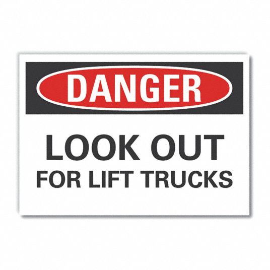 Polyester, Adhesive Sign Mounting, Lift Truck Traffic Danger Label ...