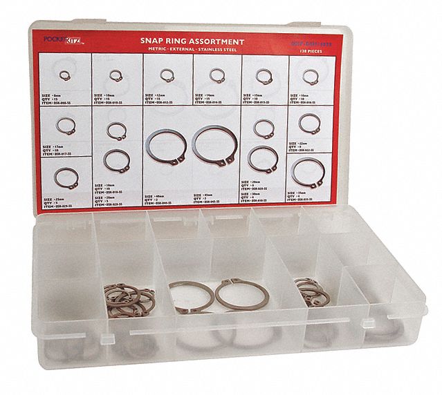 Snap,Retaining Ring,Ext Asst SS M138pcs. - Grainger