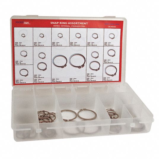 Snap,Retaining Ring,Ext Asst SS M138pcs. - Grainger