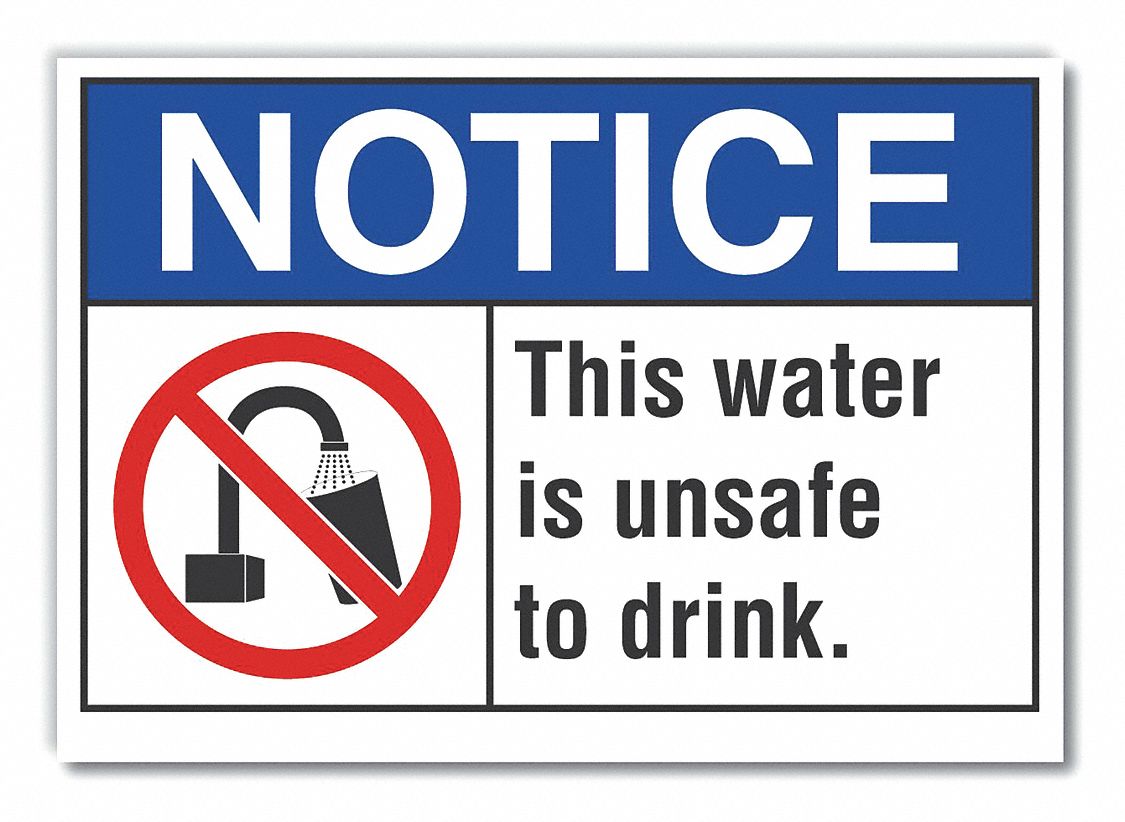 Polyester, Adhesive Sign Mounting, Potable Water Notice Label - 64MM71 ...