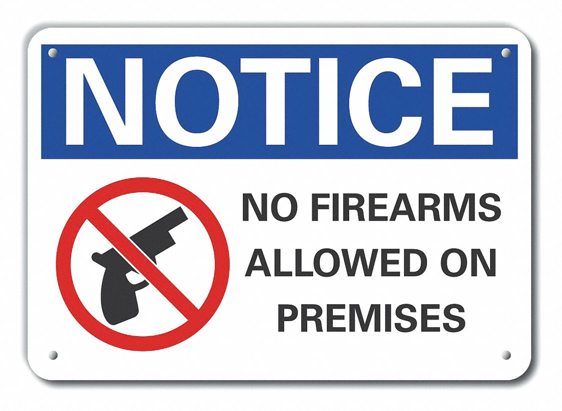 Aluminum, Mounting Holes Sign Mounting, Aluminum No Weapons Notice Sign ...