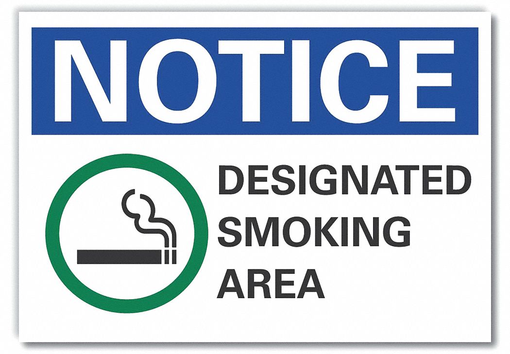 Reflective Sheeting, Adhesive Sign Mounting, Smoking Area Notice ...