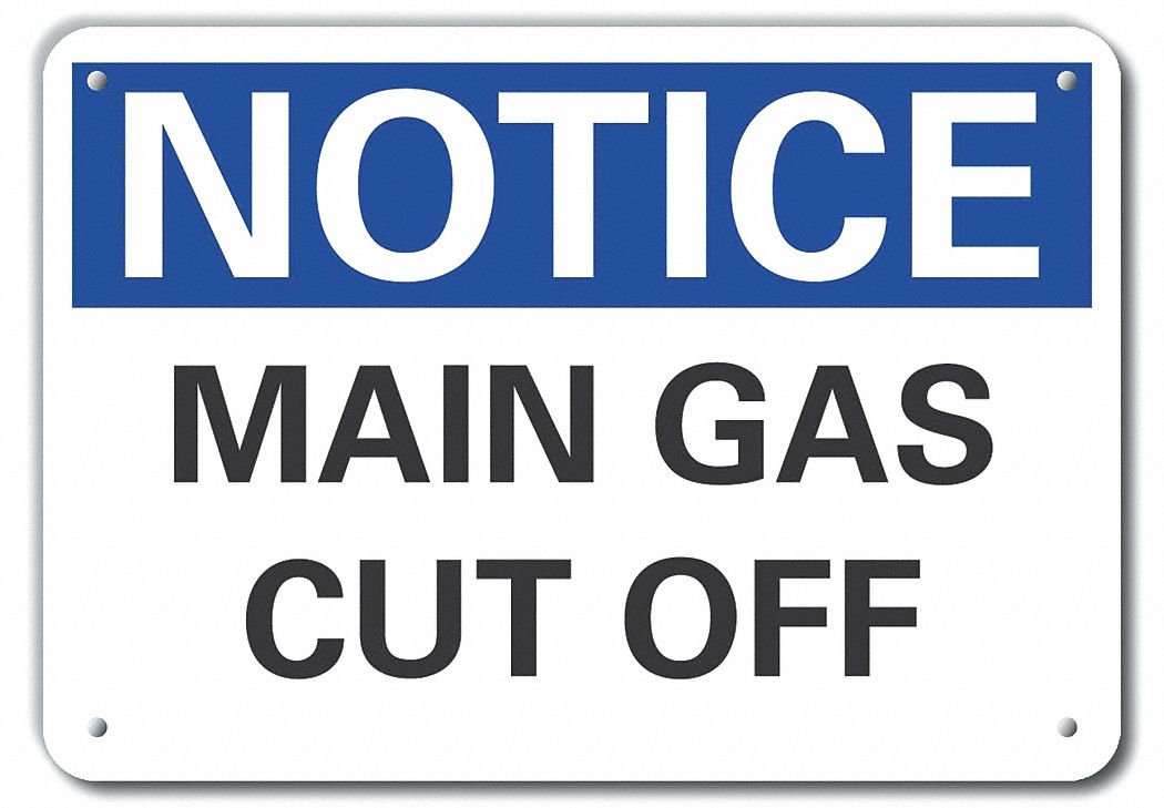 Aluminum, Mounting Holes Sign Mounting, Aluminum Gas Cut Off Notice ...