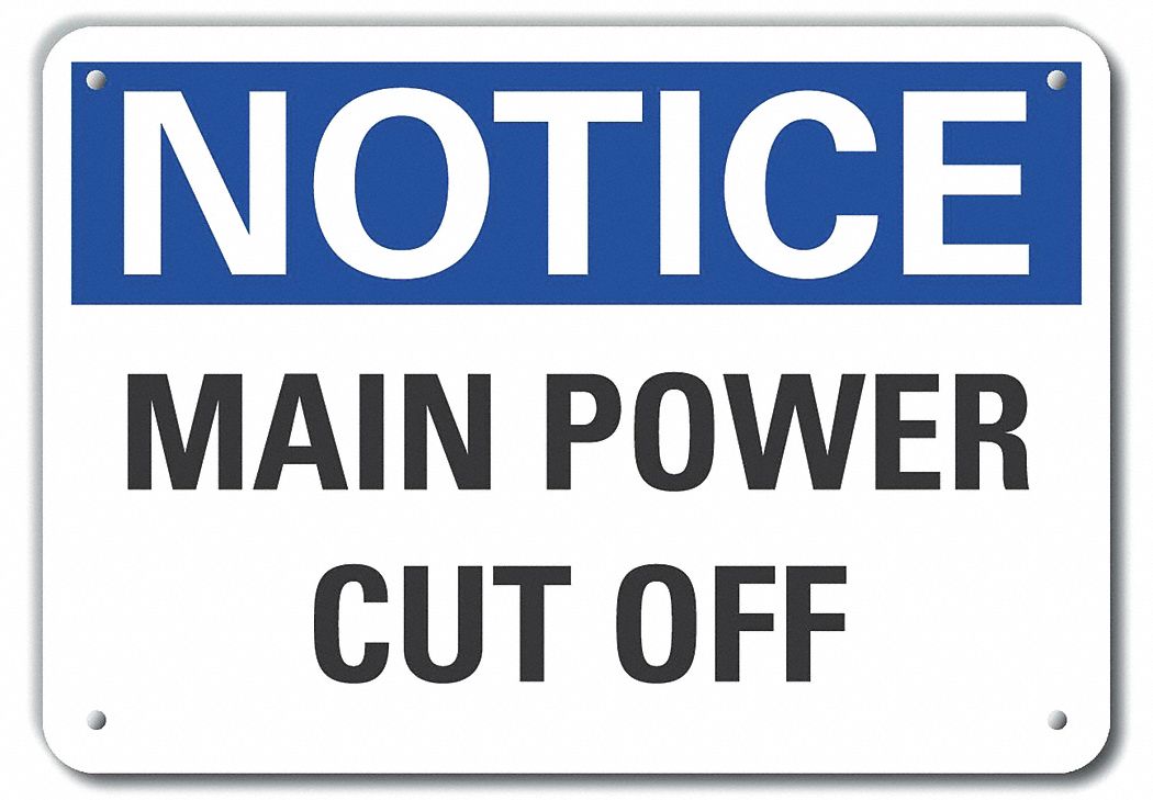 Plastic, Mounting Holes Sign Mounting, Plastic Power Cut Off Notice ...