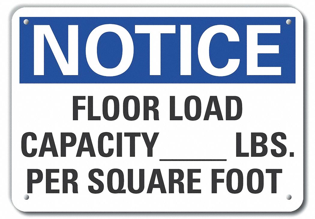 Aluminum, Mounting Holes Sign Mounting, Aluminum Floor Load Notice Sign ...