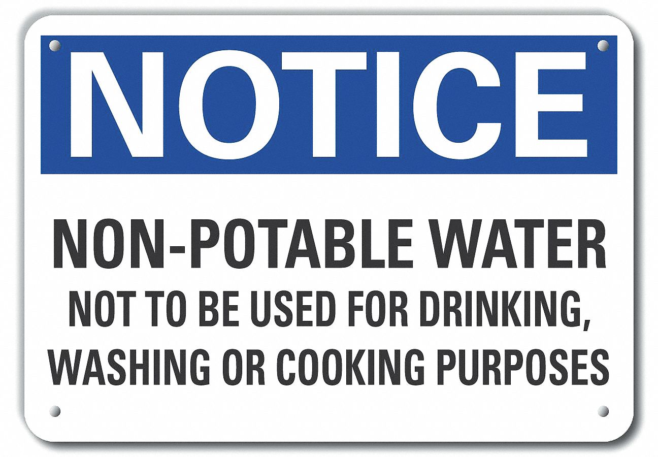 Aluminum, Mounting Holes Sign Mounting, Reflective Potable Water Notice ...