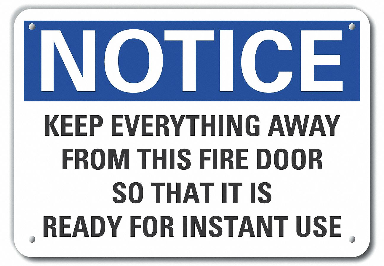 Aluminum, Mounting Holes Sign Mounting, Reflective Fire Door Notice ...