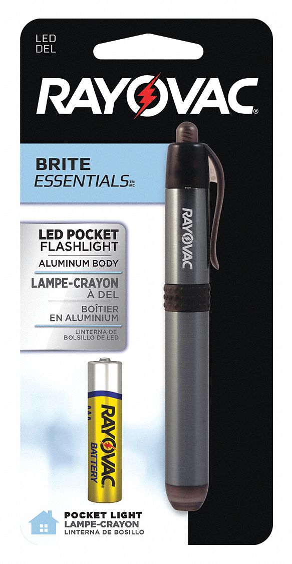 LED Pen Light,Pocket Clip and 1 AAA - Grainger