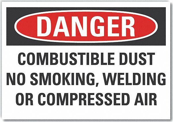 Polyester, Adhesive Sign Mounting, Combustible Dust Danger Label ...