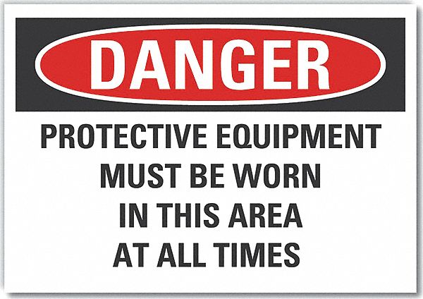 Polyester, Adhesive Sign Mounting, Ppe Danger Label - 64PC37|LCU4-0674 ...