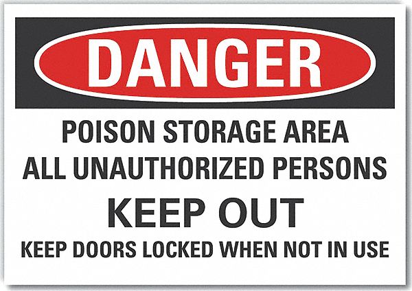 Polyester, Adhesive Sign Mounting, Poison Danger Label - 64PF76|LCU4 ...