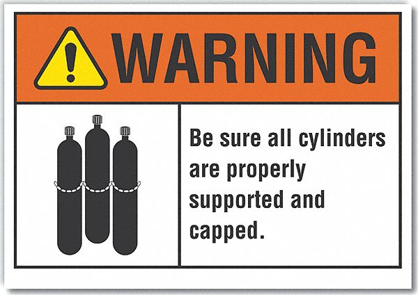 Warning Sign, Be Sure Cylinder Is Properly Supported And Capped, Header ...
