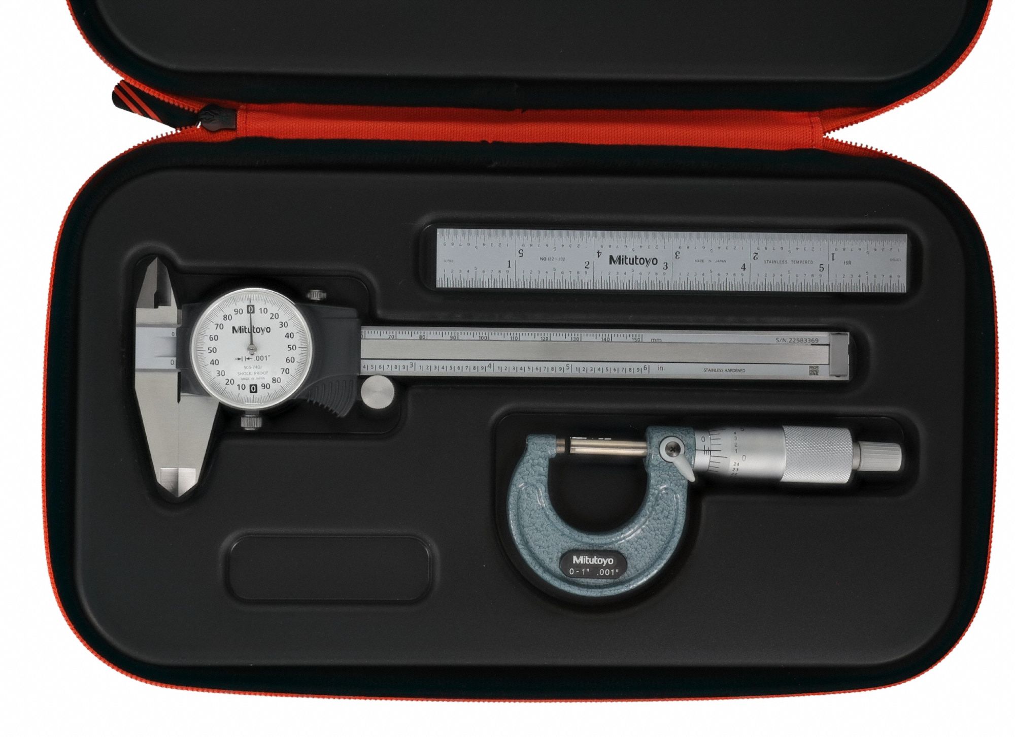 MITUTOYO, 4 Pieces, Dial Caliper, Precision Measuring Tool Kit - 832F48 ...
