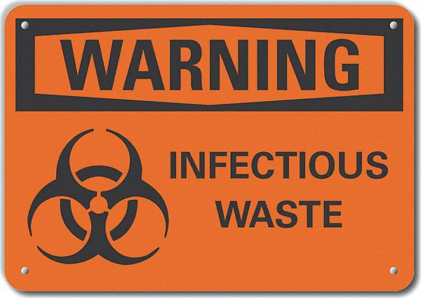 Plastic, Mounting Holes Sign Mounting, Plastic Infectious Waste Warning ...