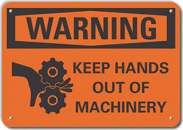 Aluminum, Mounting Holes Sign Mounting, Aluminum Keep Hands Clear ...