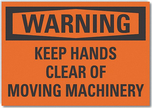 Polyester, Adhesive Sign Mounting, Keep Hands Clear Warning Label ...