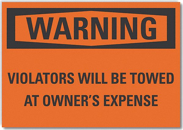 Polyester, Adhesive Sign Mounting, No Parking Warning Label - 64PX82 ...