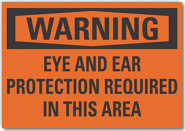 Polyester, Adhesive Sign Mounting, Eye & Ear Warning Label - 64PY31 ...