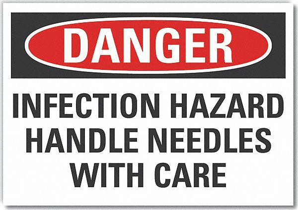 Polyester, Adhesive Sign Mounting, Infection Hazard Danger Label ...