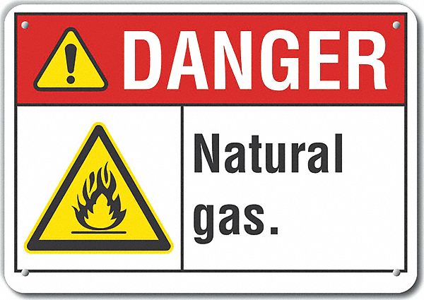 Aluminum, Mounting Holes Sign Mounting, Aluminum Natural Gas Danger ...