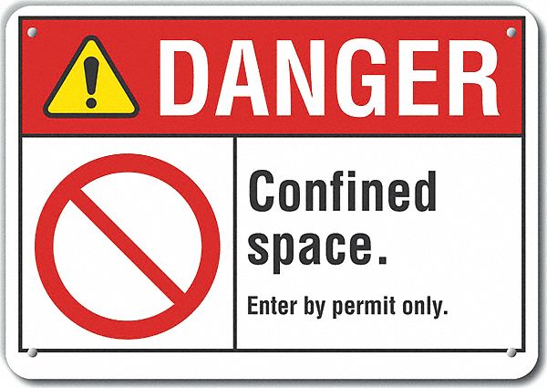 Aluminum, Mounting Holes Sign Mounting, Aluminum Confined Space Danger ...