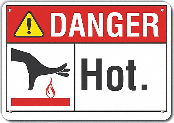 Aluminum, Mounting Holes Sign Mounting, Aluminum Hot Danger Sign ...