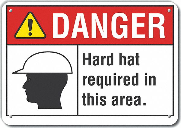 Plastic, Mounting Holes Sign Mounting, Plastic Hard Hat Danger Sign ...