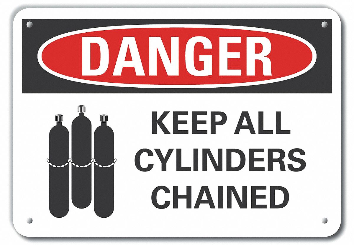 Plastic, Mounting Holes Sign Mounting, Plastic Cylinder Handling Danger ...