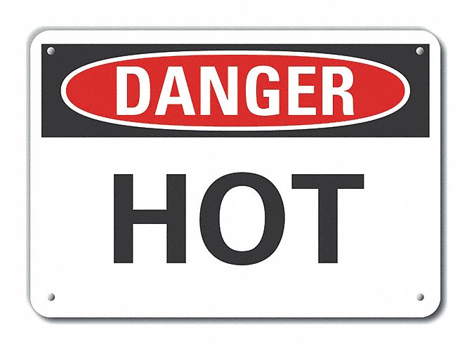 Plastic, Mounting Holes Sign Mounting, Plastic Hot Danger Sign - 64RK37 ...