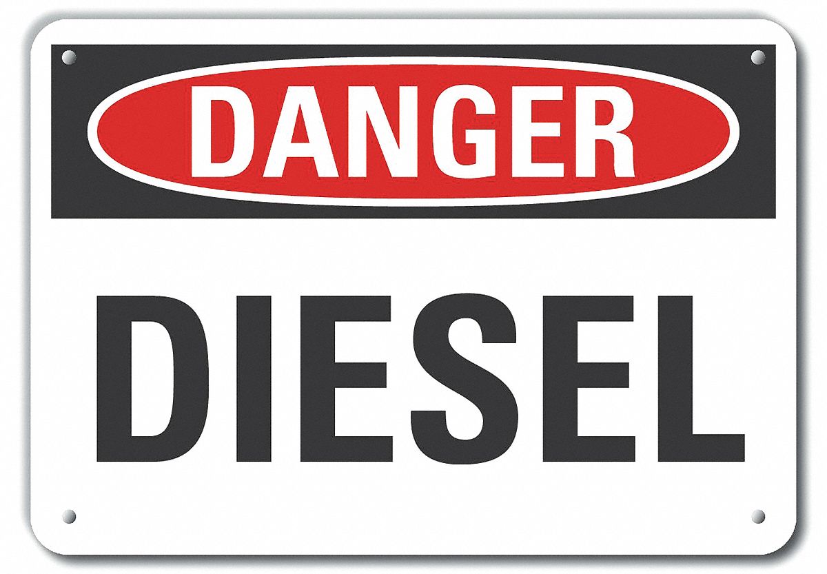 Plastic, Mounting Holes Sign Mounting, Plastic Diesel Danger Sign ...